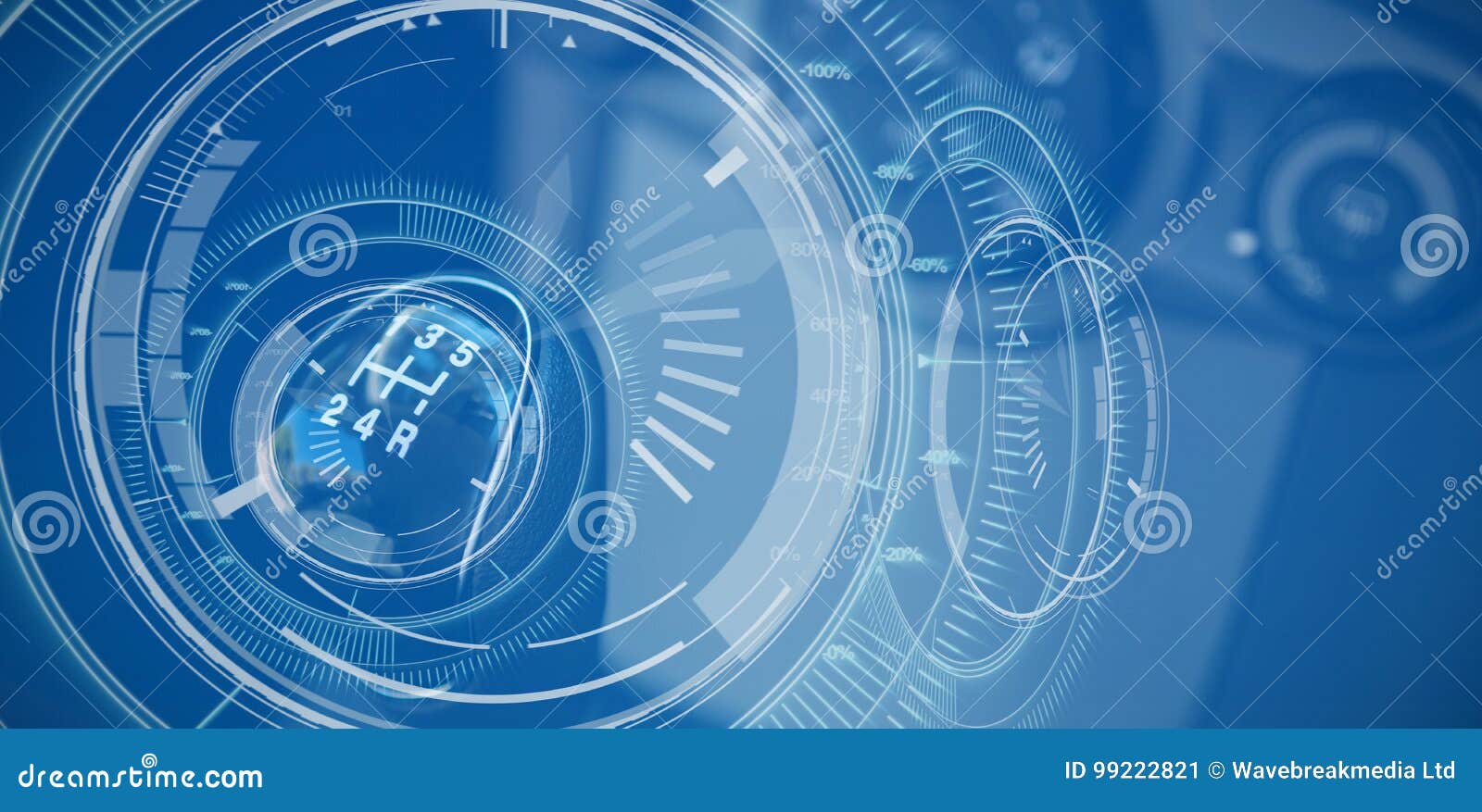 Composite Image of Interface Dial with Blue Background Stock ...