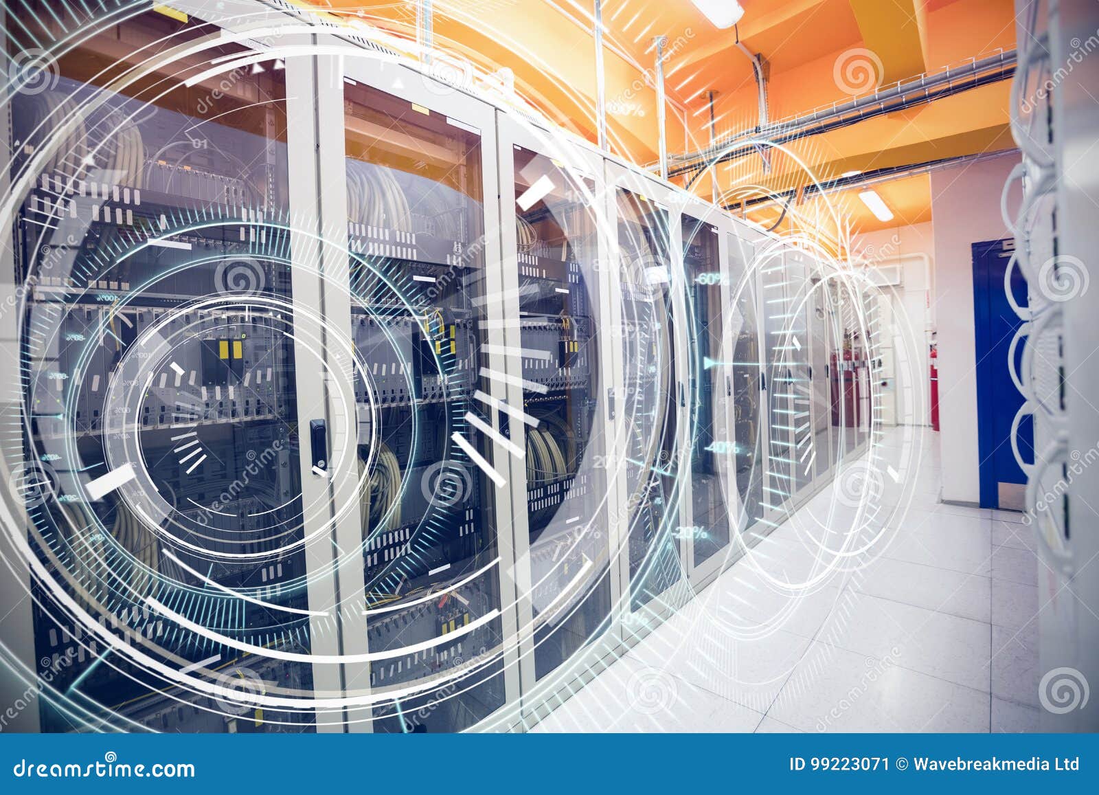 Composite Image of Interface Dial with Blue Background Stock ...