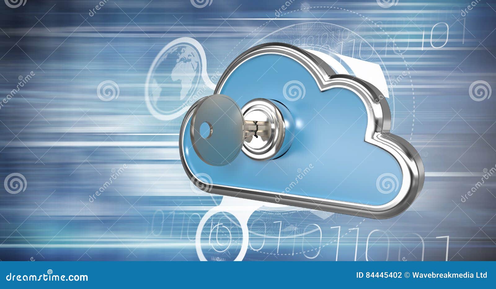 Composite Image of Key with Cloud Shape Locker 3d Stock Illustration ...