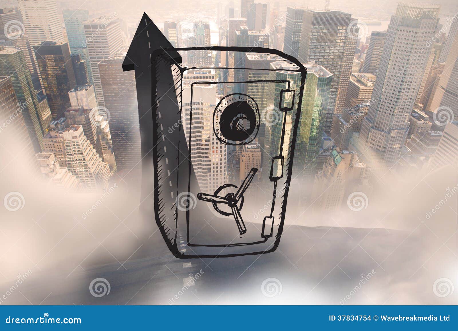 Composite Image of Large Safe Doodle Stock Photo - Image of direction ...