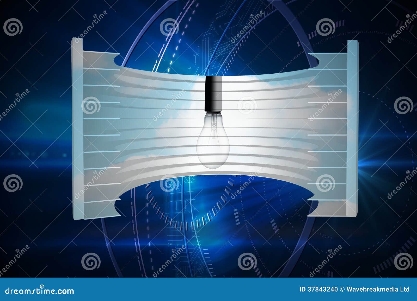Composite Image of Light Bulb on Abstract Screen Stock Illustration ...