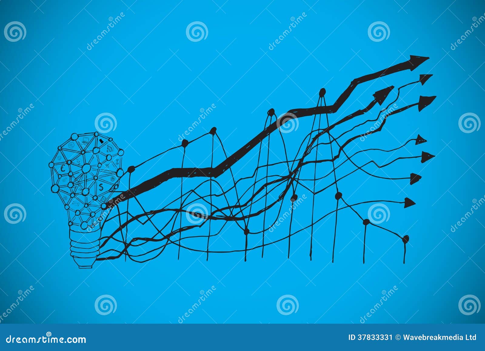 Composite Image of Light Bulb and Data Analysis Doodle Stock ...