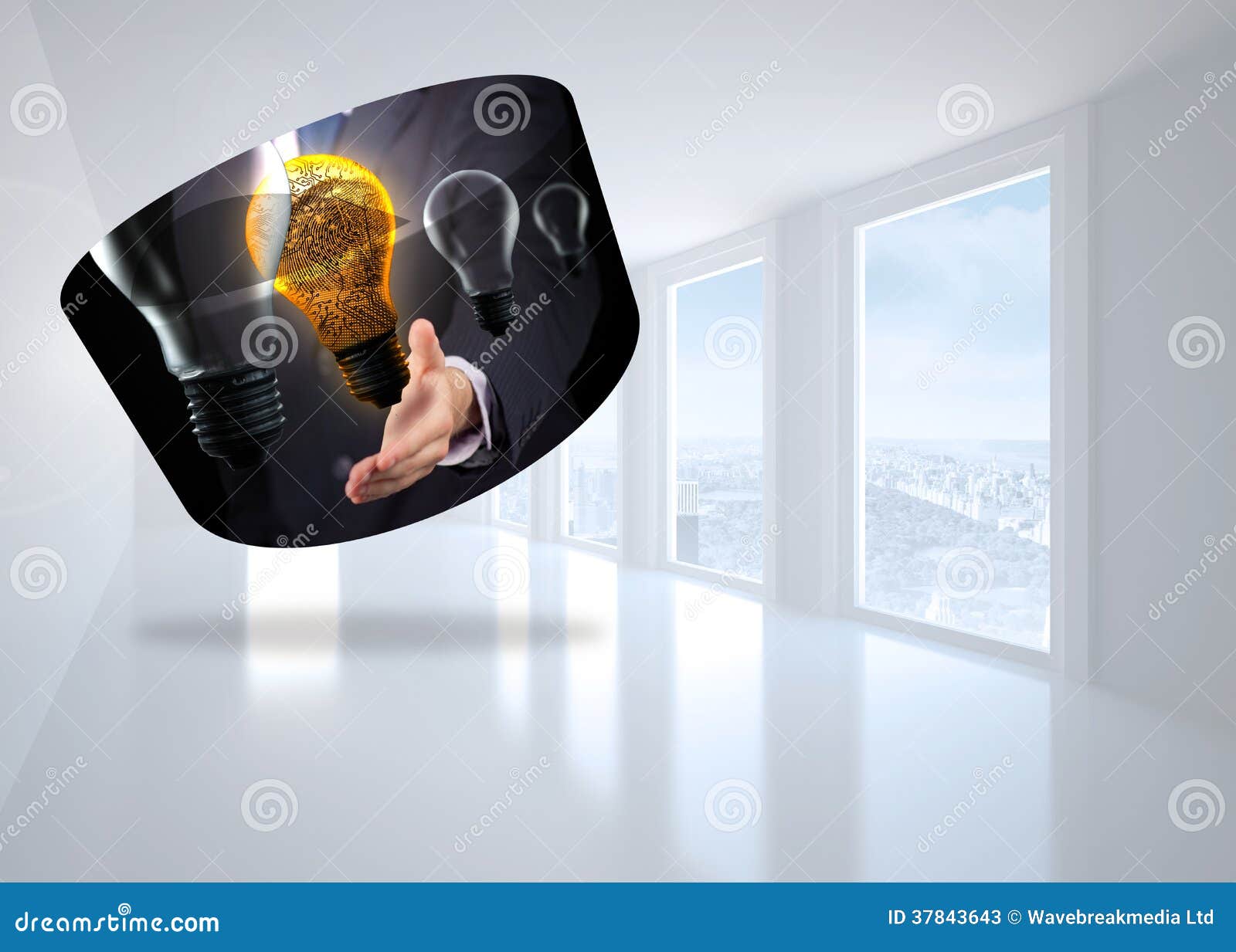 Composite Image of Light Bulb Graphic on Abstract Screen Stock Image ...