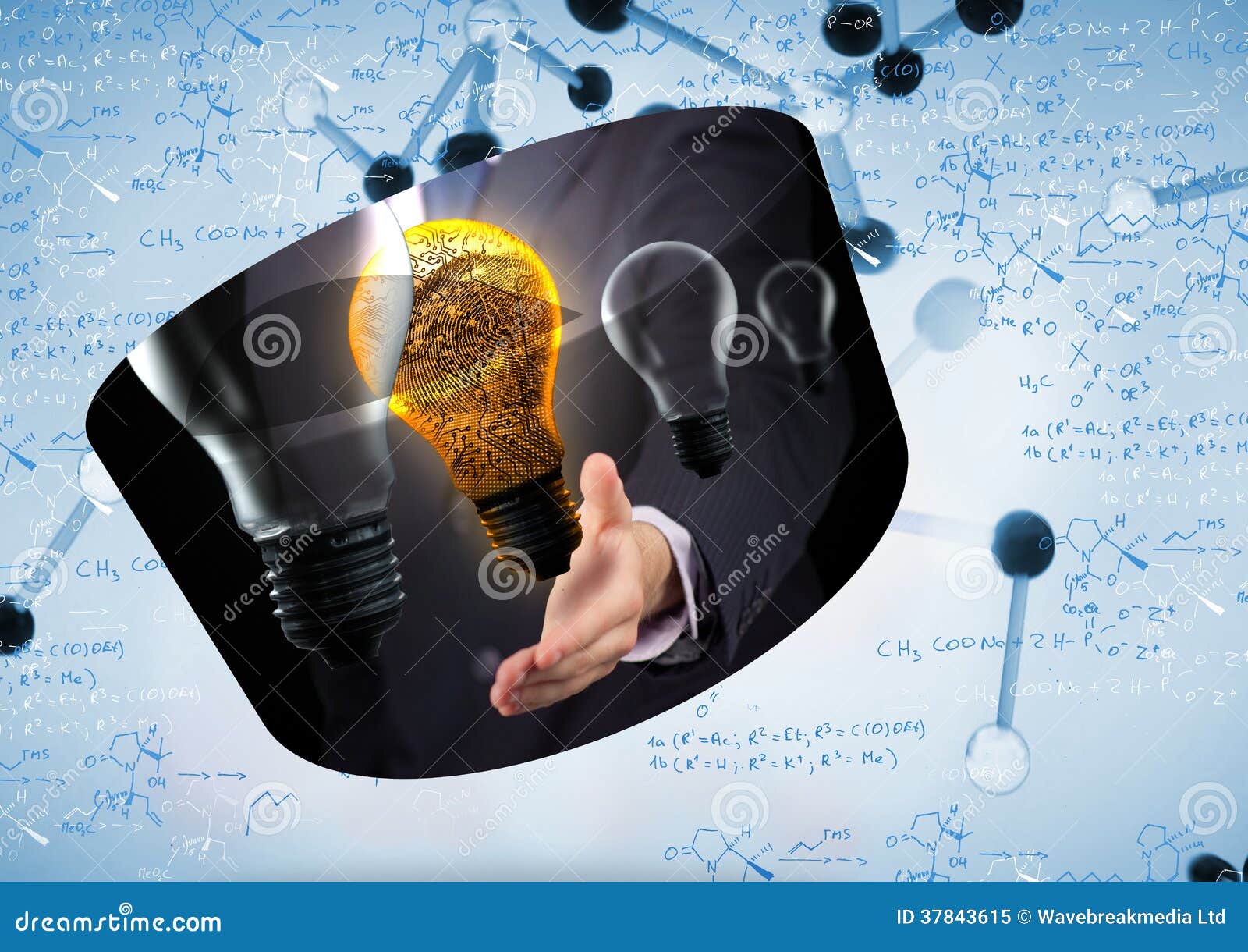 Composite Image of Light Bulb Graphic on Abstract Screen Stock Image ...