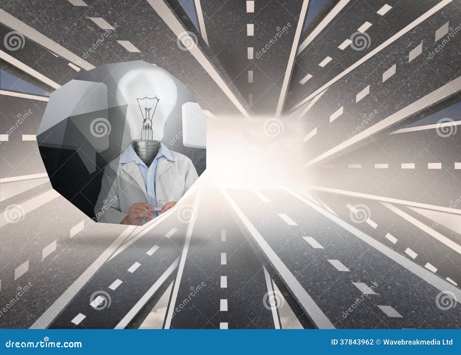 Composite Image of Light Bulb Man on Abstract Screen Stock Photo ...