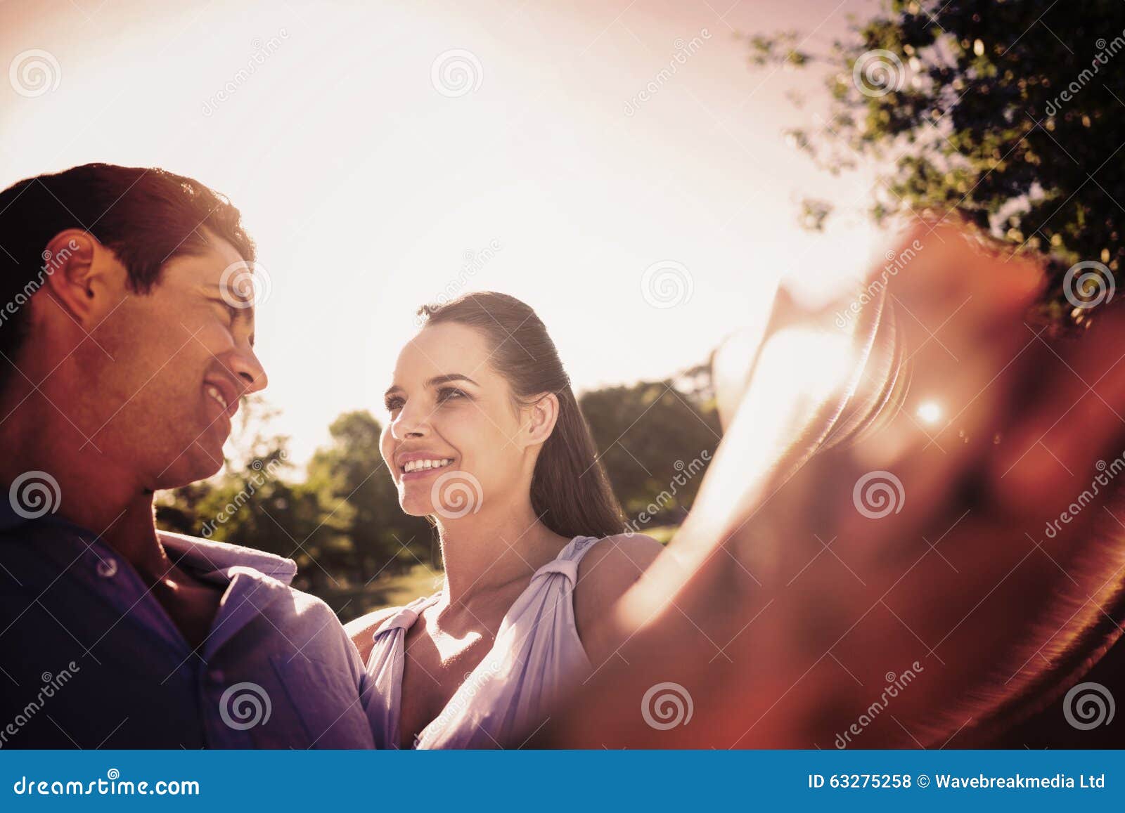 Composite Image of Loving and Happy Couple Dancing at Park Stock Photo ...
