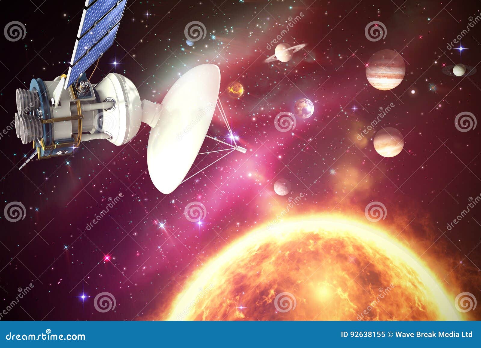 Composite Image of Low Angle View OfÂ 3d Solar Powered Satellite Stock ...