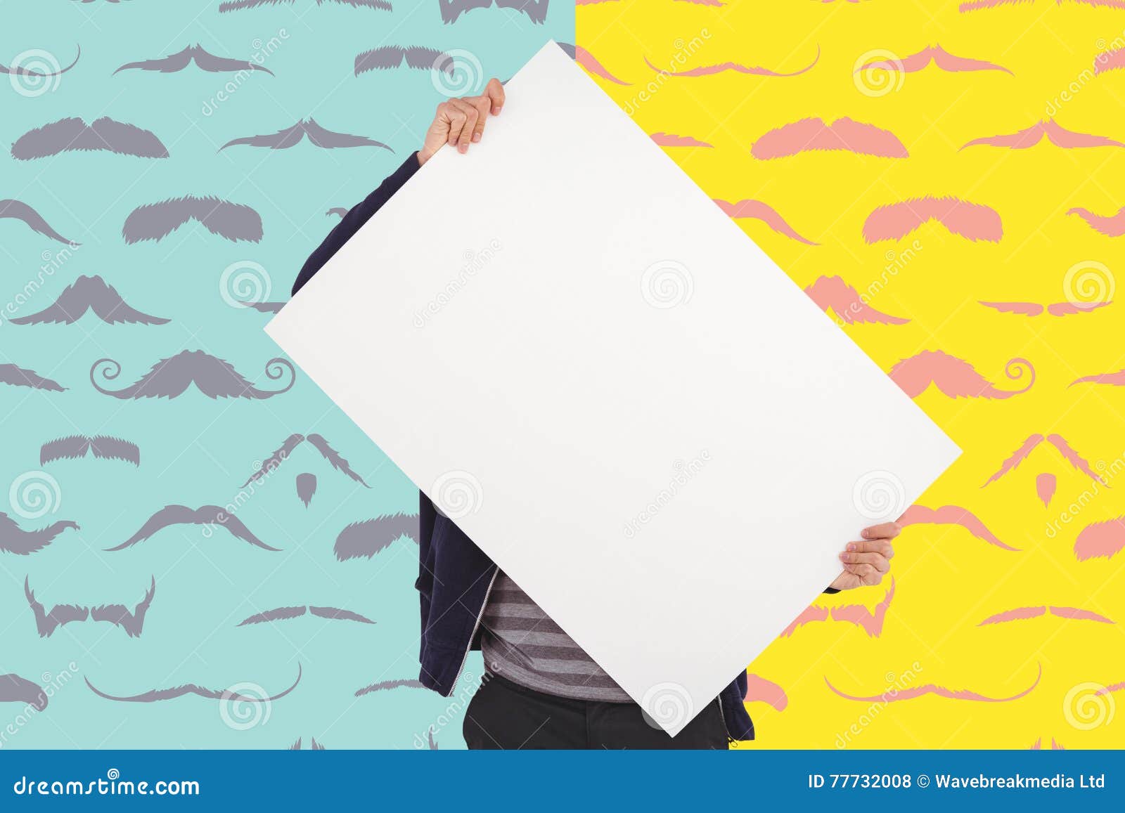 Composite Image of Man Holding Billboard in Front of Face Stock Photo ...