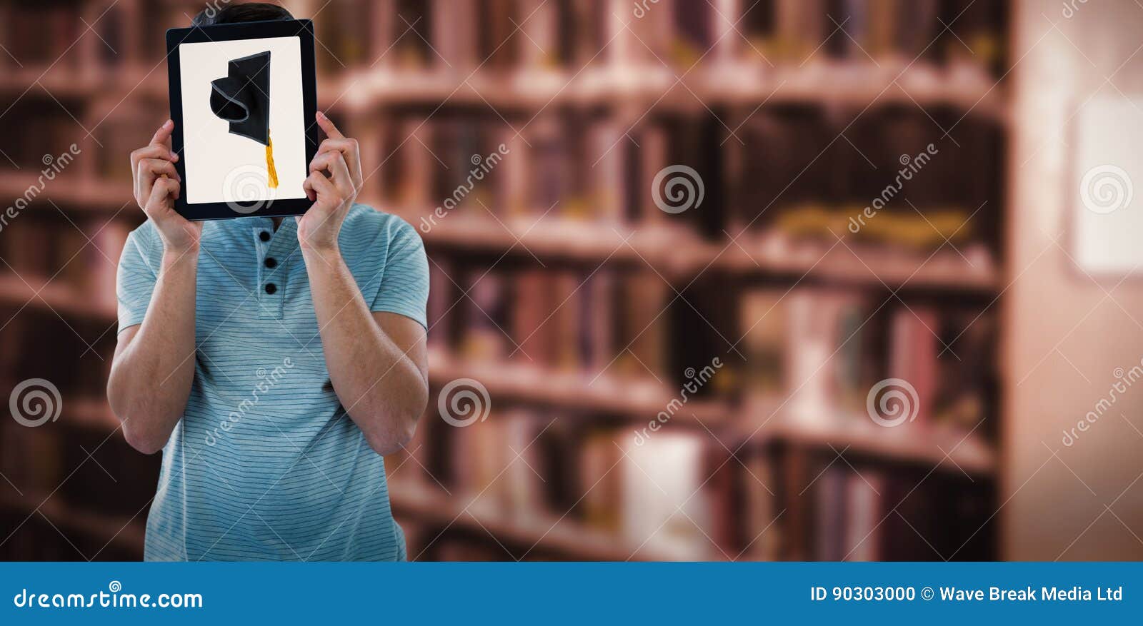 Composite Image of Man Holding Digital Tablet in Front of Face Stock ...