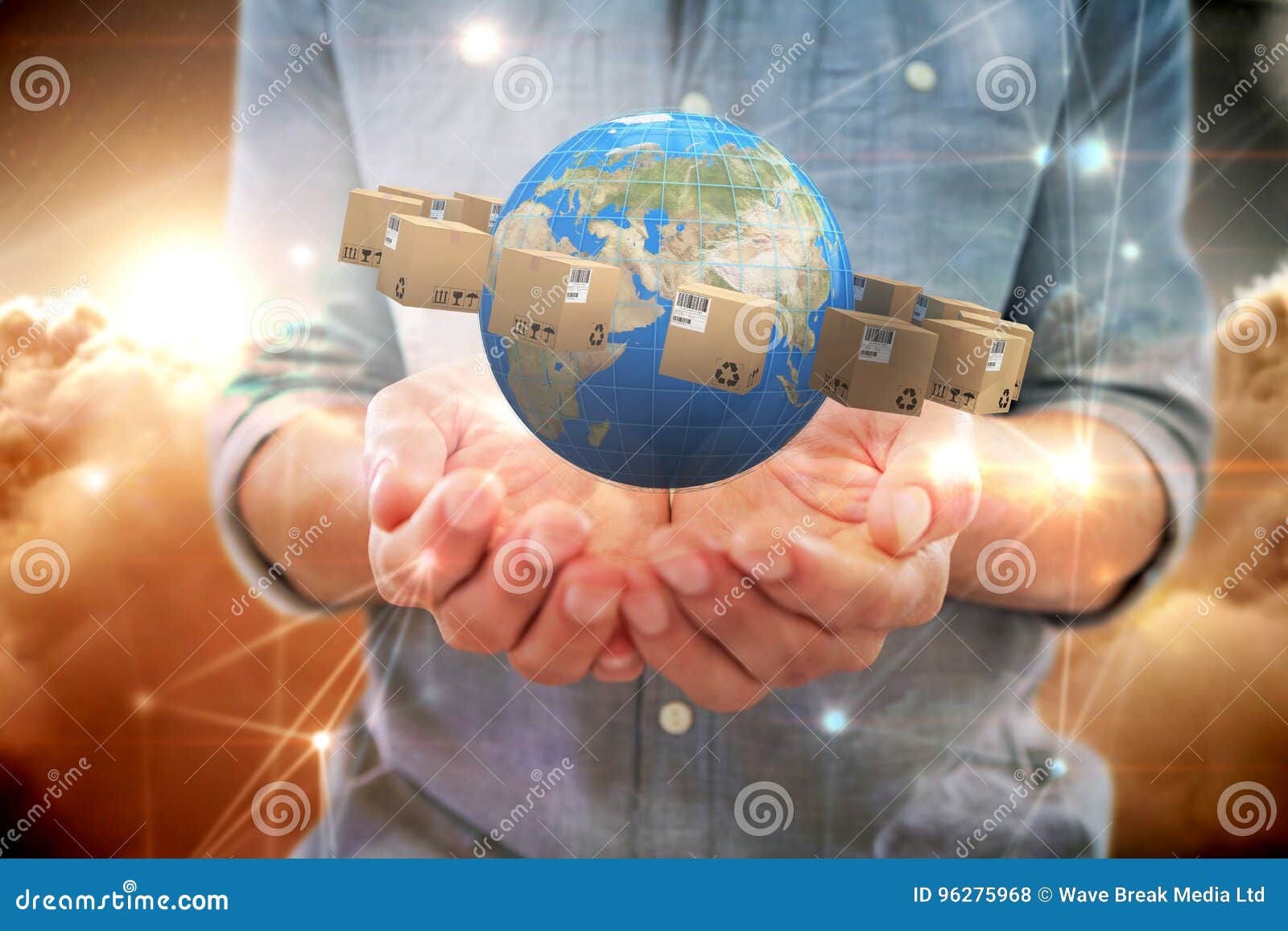 Composite Image of Man Holding Invisible Object Stock Photo - Image of ...