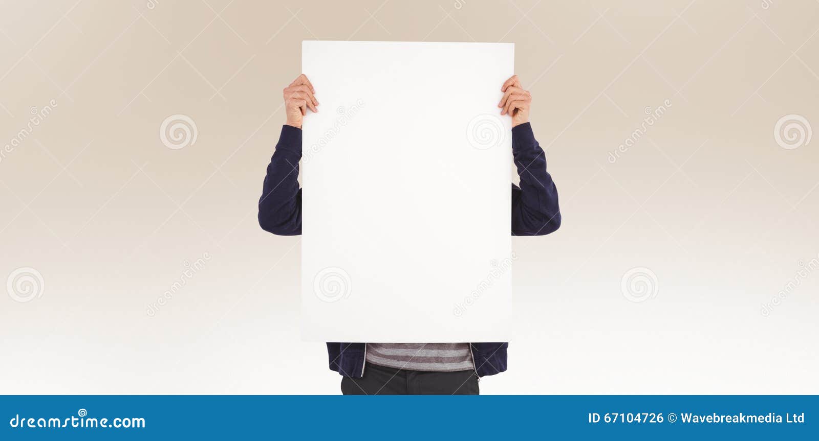 Composite Image of Man Showing Billboard in Front of Face Stock Photo ...