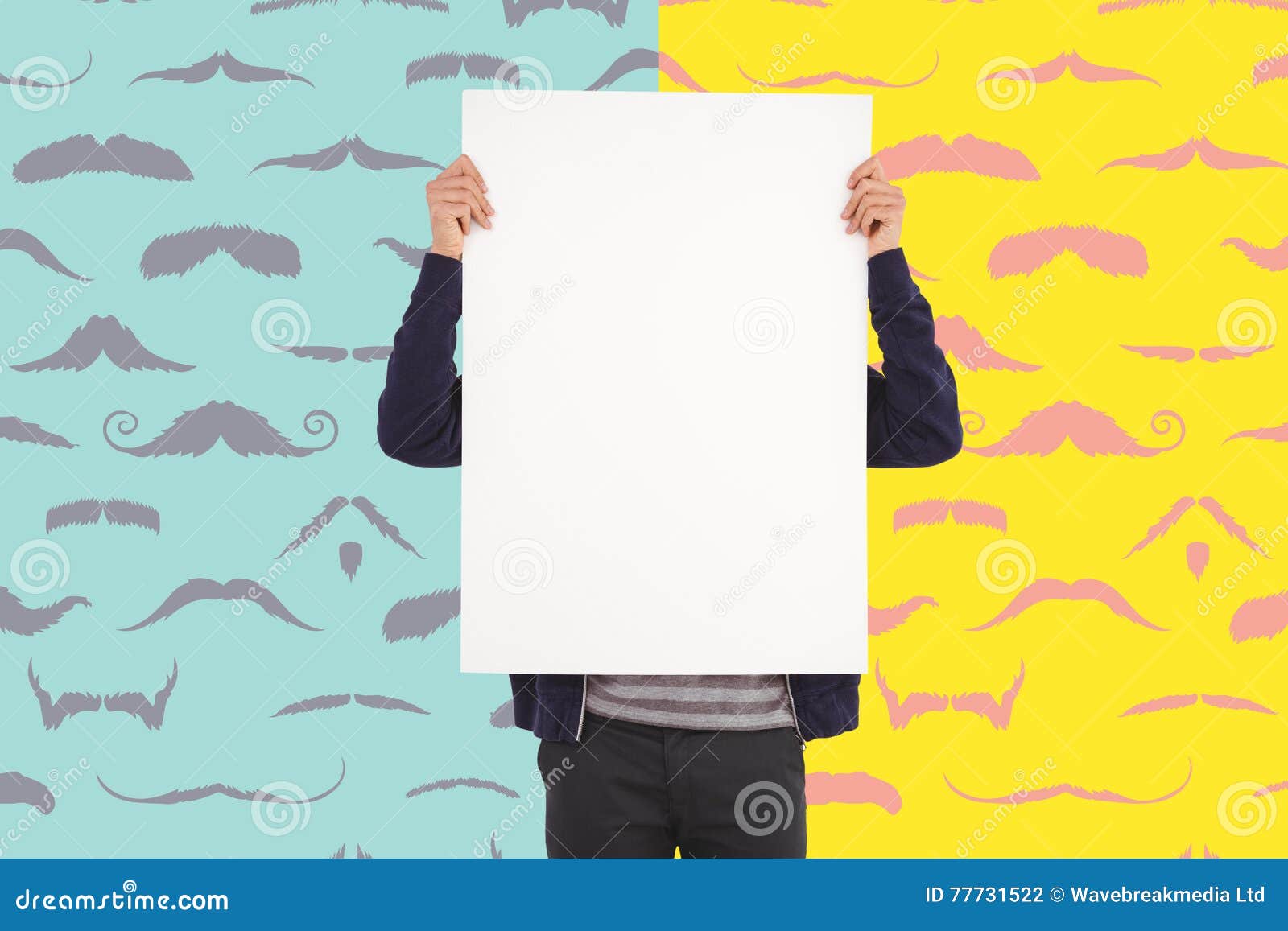 Composite Image of Man Showing Billboard in Front of Face Stock Photo ...