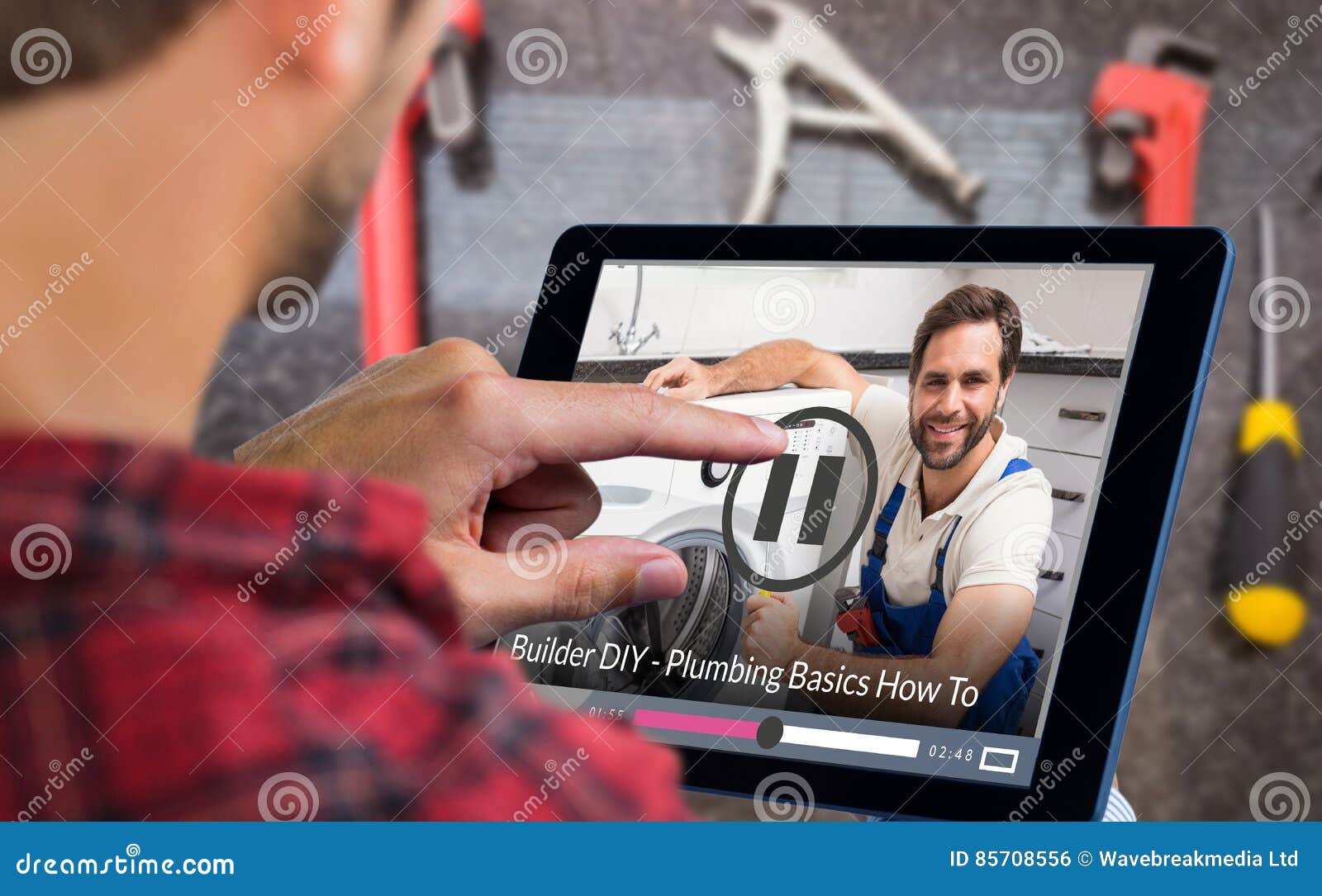 Composite Image of Man Using Tablet Stock Photo - Image of holding ...