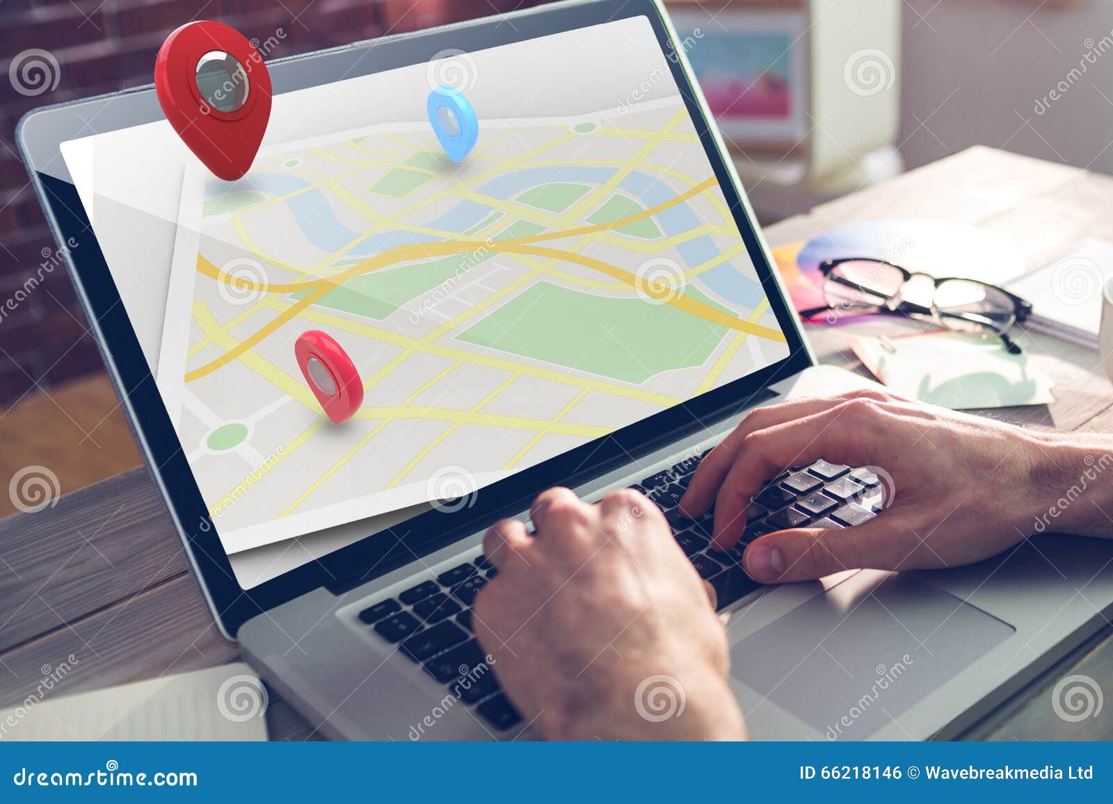 Composite Image of Map Location Marker Stock Photo - Image of digitally ...