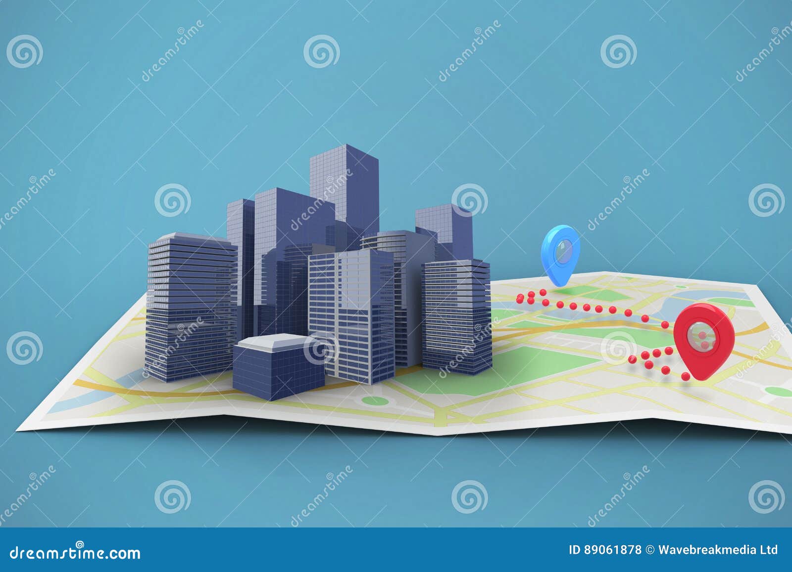 Composite Image of Map Showing a Route 3d Stock Illustration ...