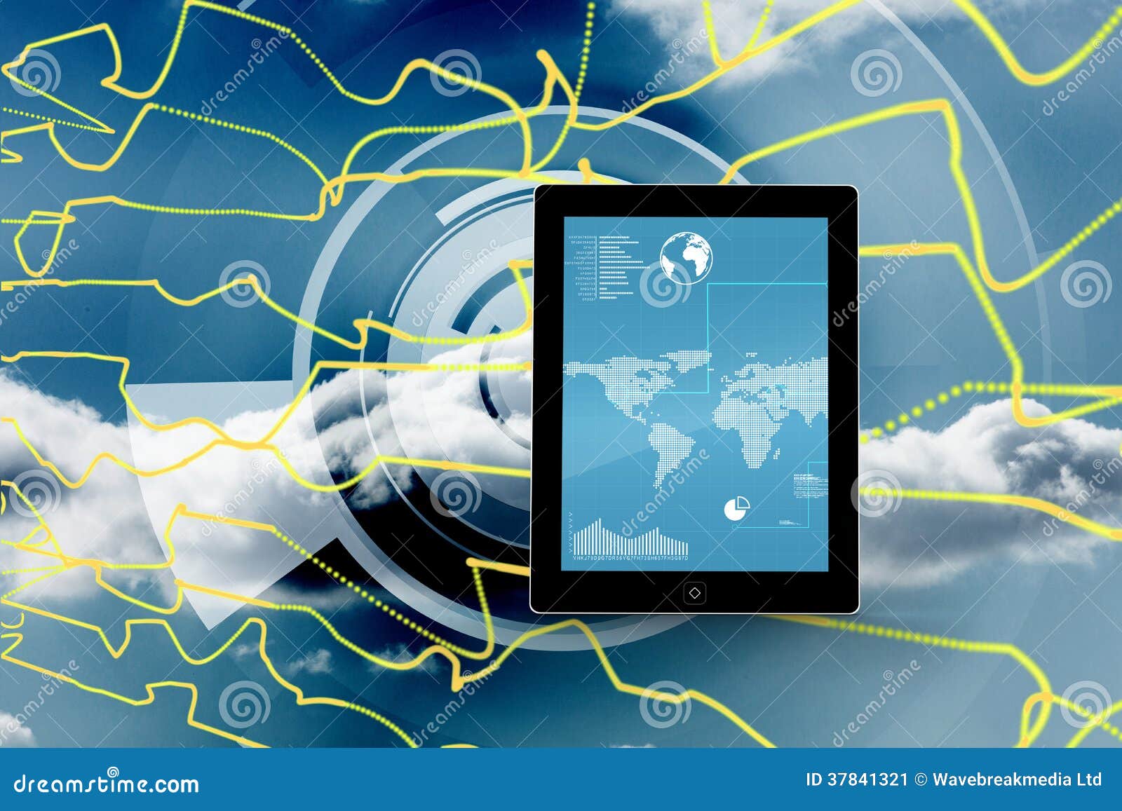 Composite Image of Map on Tablet Screen Stock Illustration ...