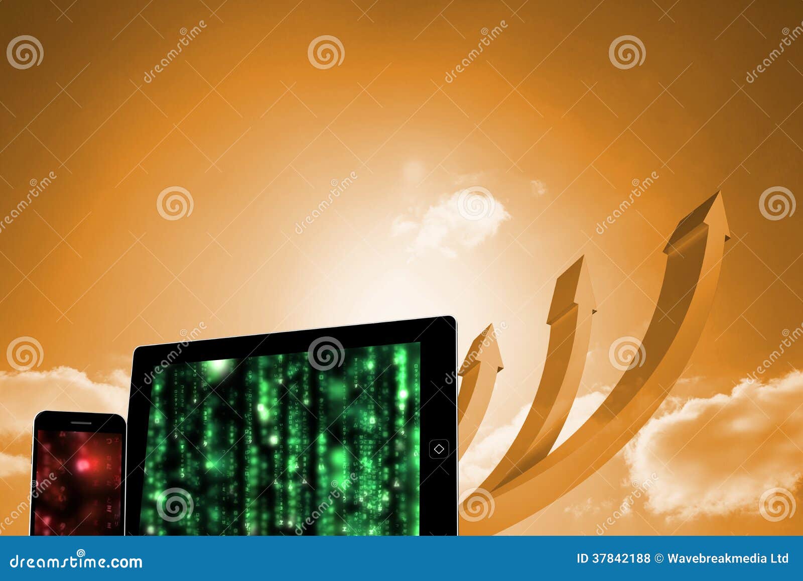 Composite Image of Matrix on Tablet and Smartphone Screens Stock ...