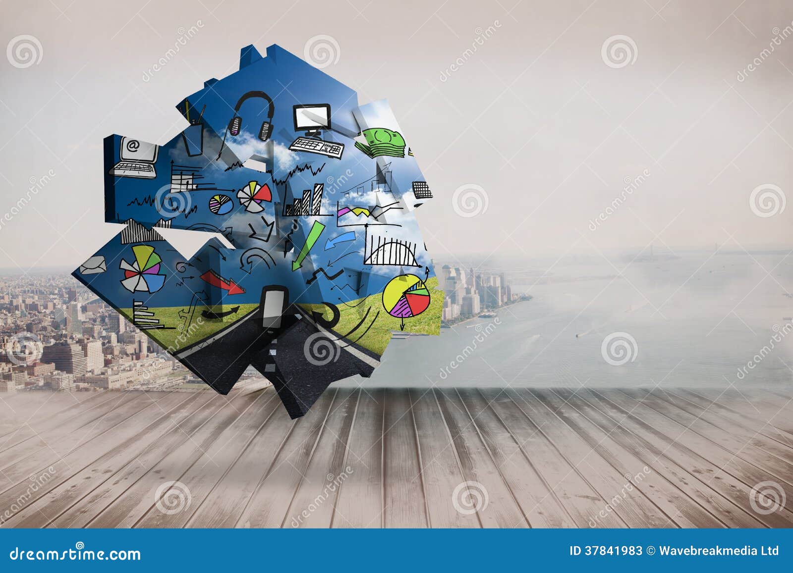 Composite Image of Media Brainstorm on Abstract Screen Stock ...