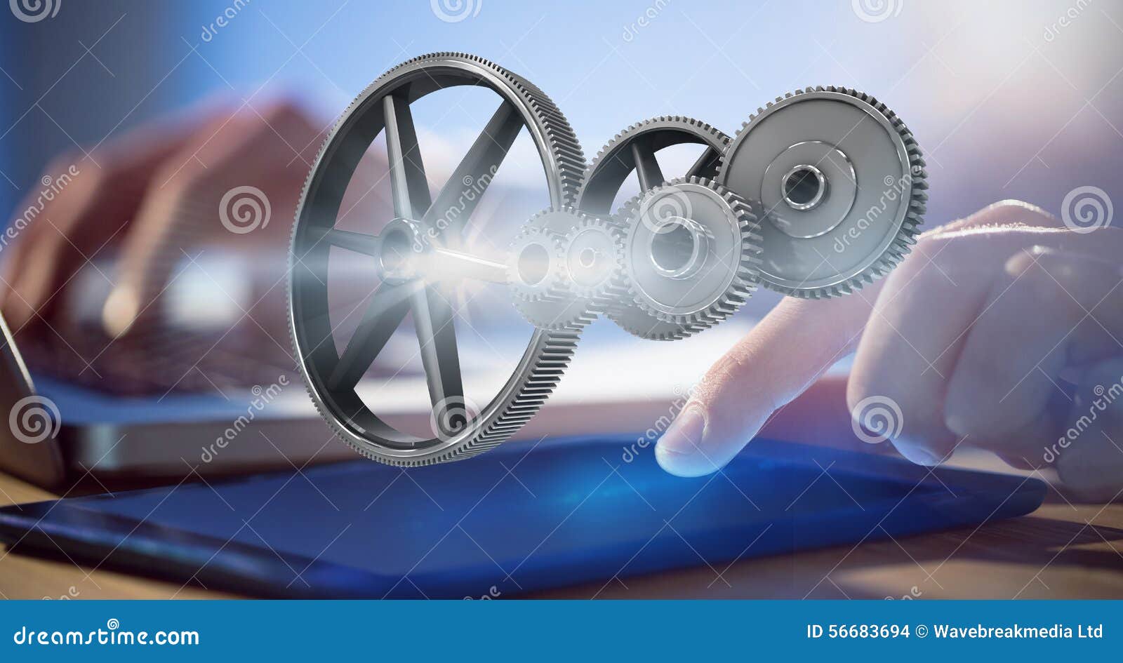 Composite Image of Metal Cogs and Wheels Connecting Stock Photo - Image ...