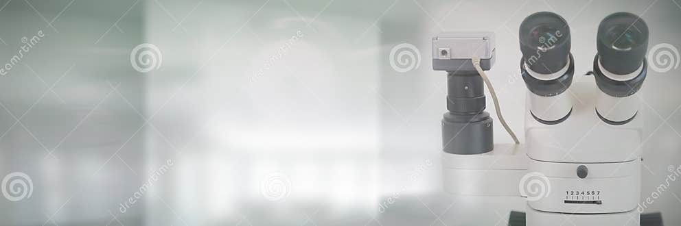 Composite Image of Microscope in Laboratory Stock Illustration ...
