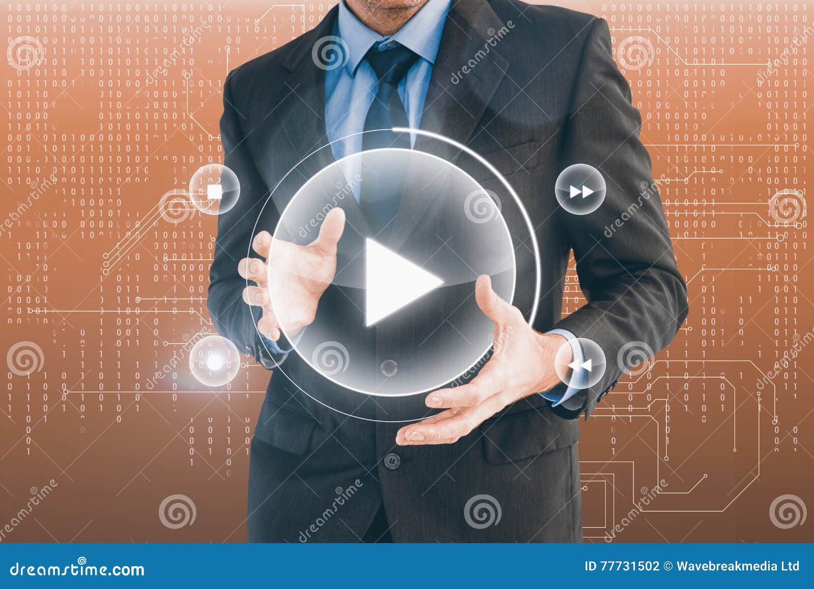 Composite Image of Mid Section of a Businessman Presenting with His ...