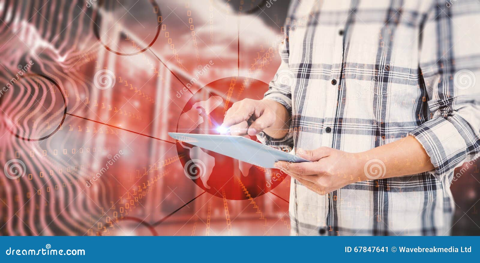 Composite Image of Mid Section of Man Using Tablet Computer Stock Image ...