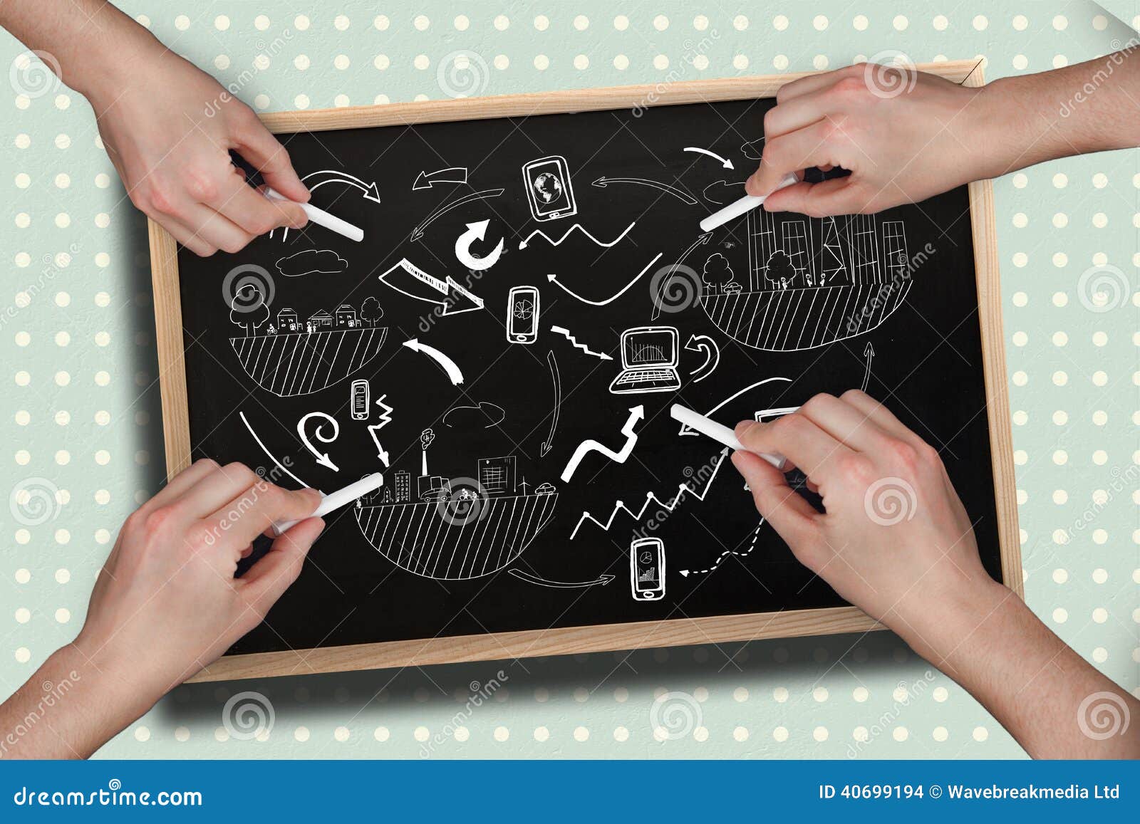Composite Image of Multiple Hands Drawing Brainstorm with Chalk Stock ...