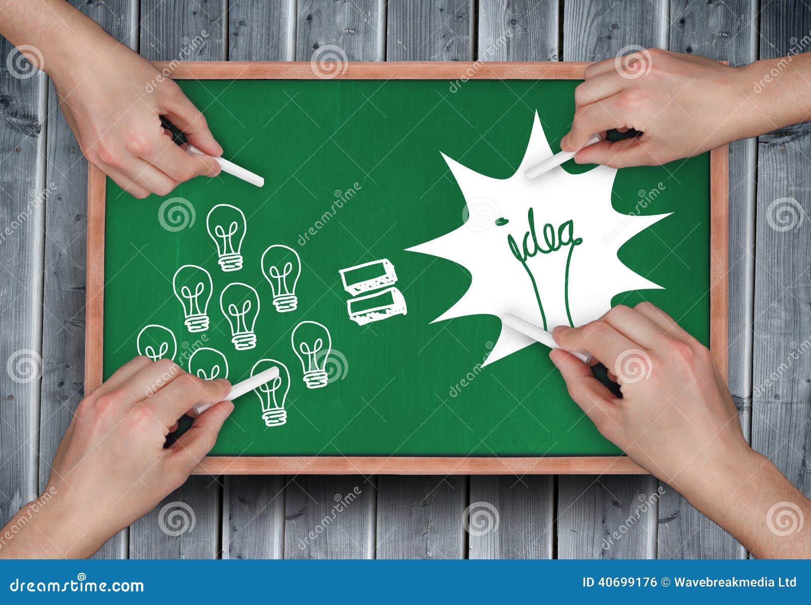 Composite Image of Multiple Hands Drawing Brainstorm with Chalk Stock ...