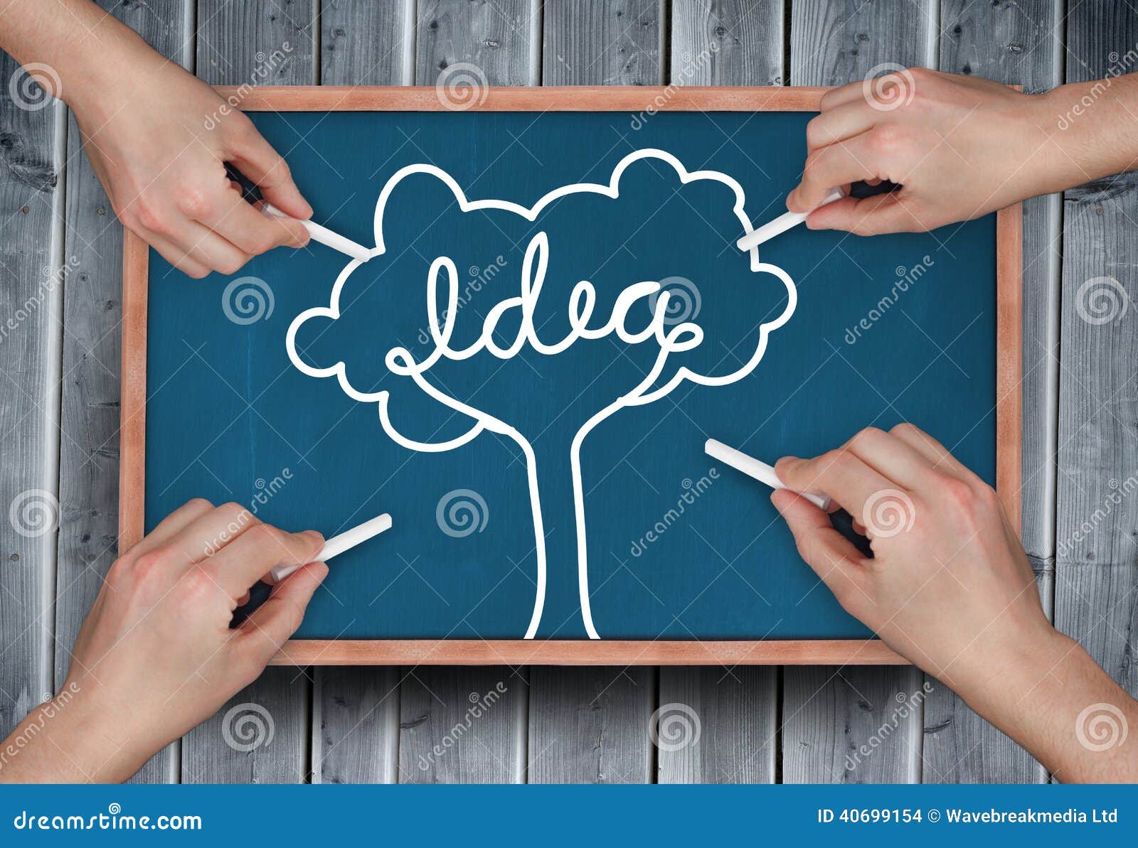 Composite Image of Multiple Hands Drawing Idea Tree with Chalk Stock ...