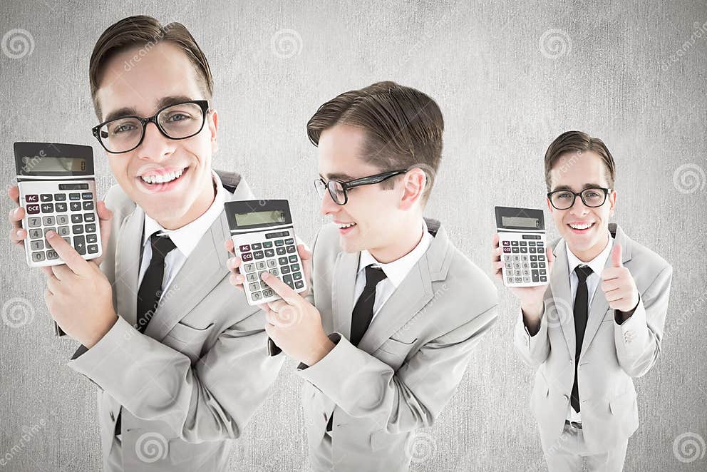 Composite Image of Nerd with Calculator Stock Photo - Image of banking ...