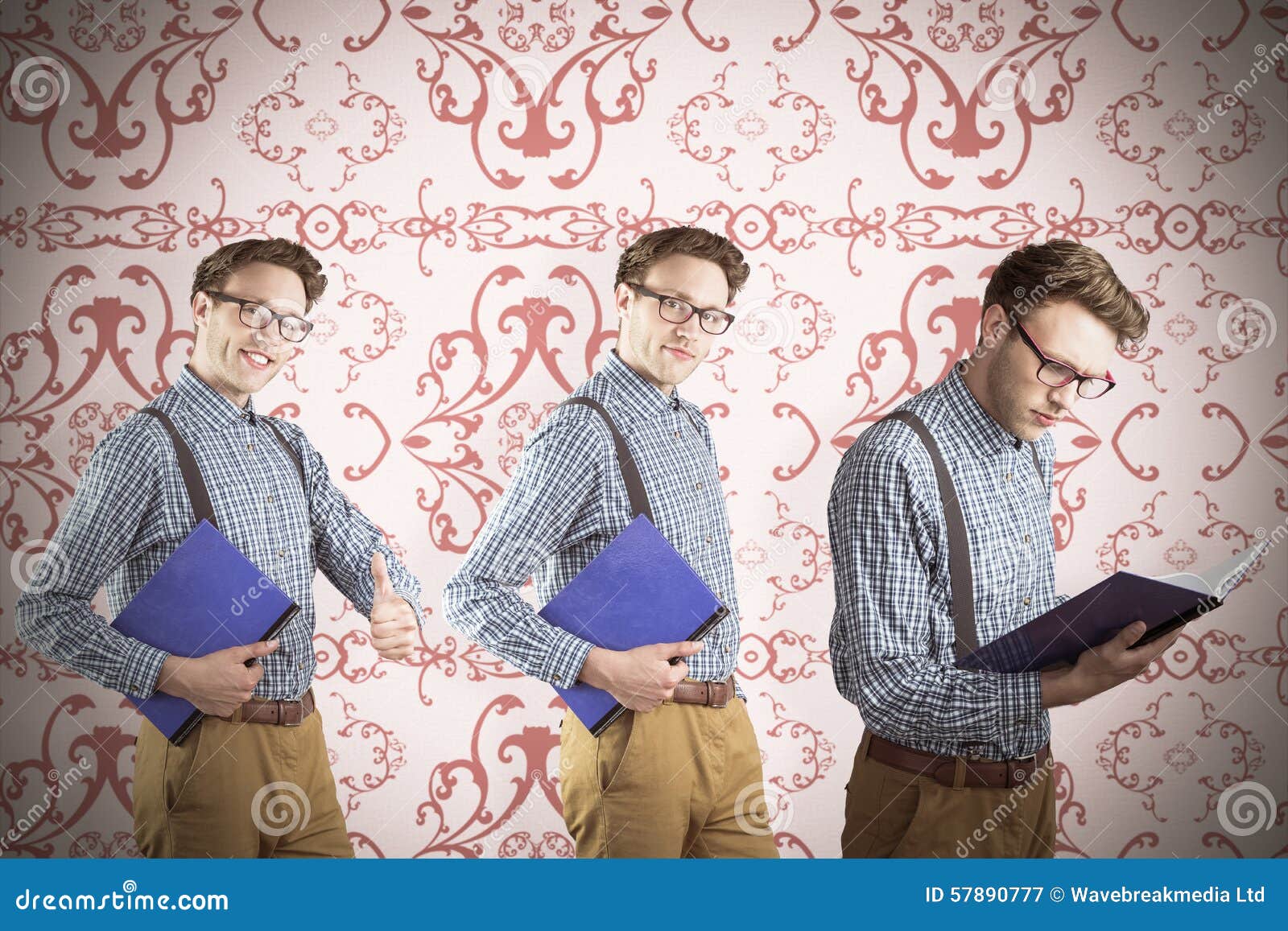 Composite Image of Nerd with Notebook Stock Image - Image of glasses ...