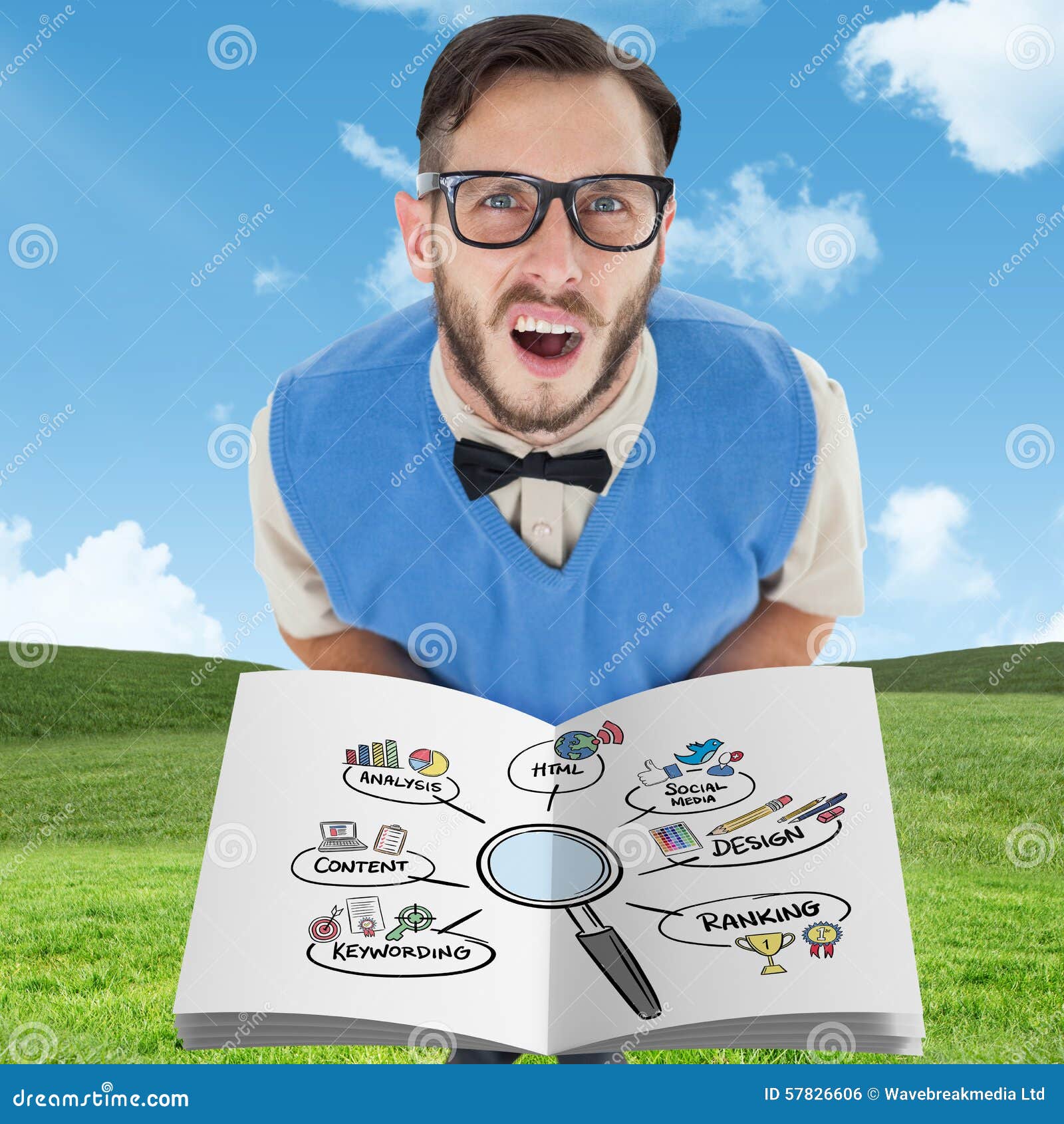 Composite Image of Nerd Showing a Book Stock Photo - Image of adult ...