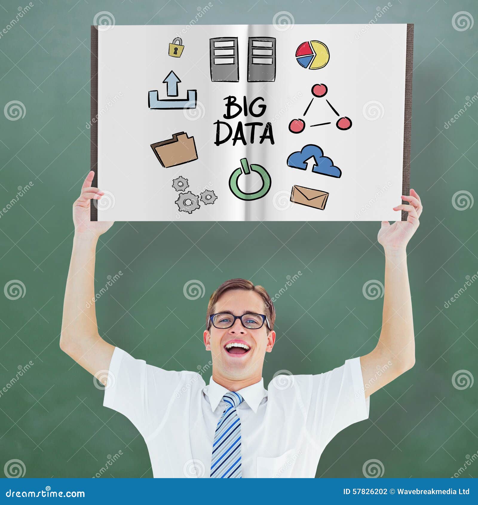 Composite Image of Nerd Showing a Book Stock Photo - Image of male ...