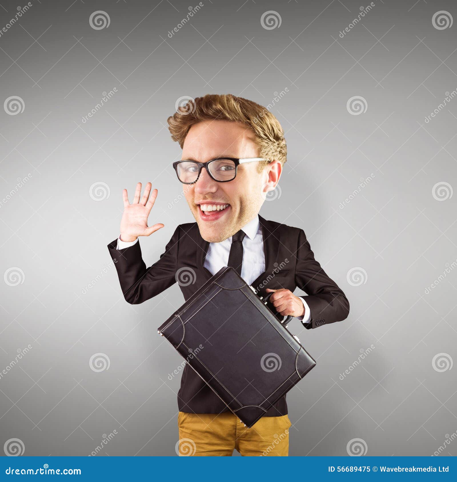 Composite Image of Nerd Smiling and Waving Stock Image - Image of adult ...