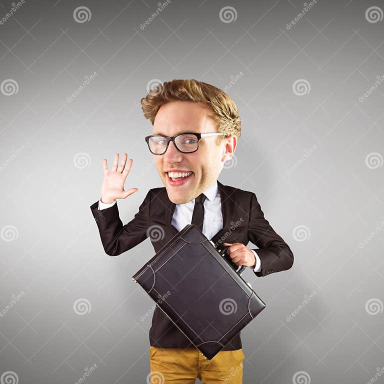 Composite Image of Nerd Smiling and Waving Stock Image - Image of adult ...