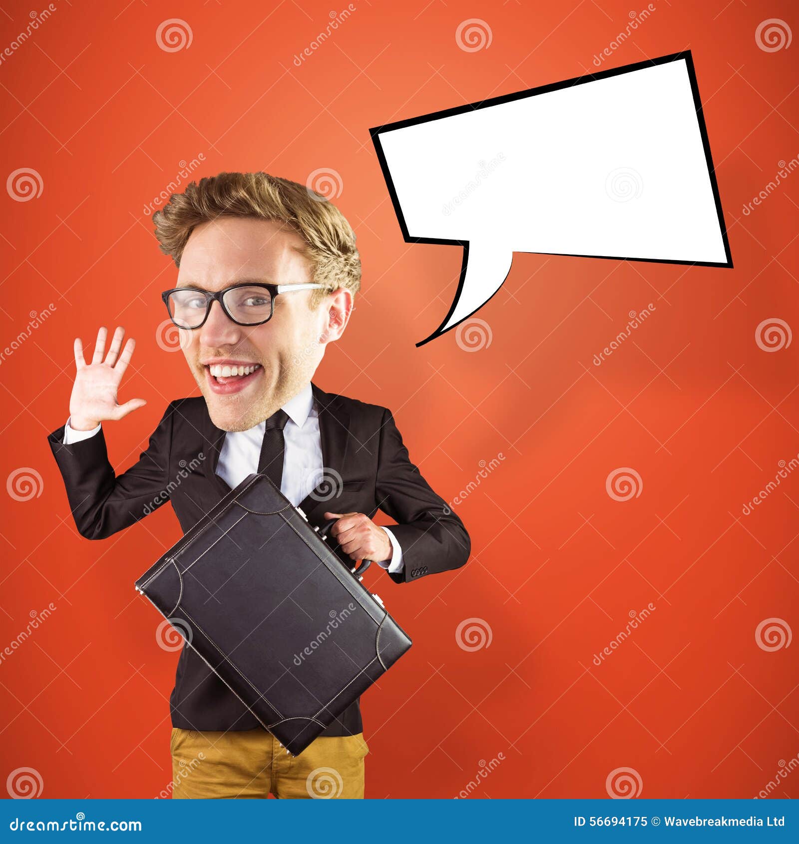 Composite Image of Nerd Smiling and Waving Stock Image - Image of view ...