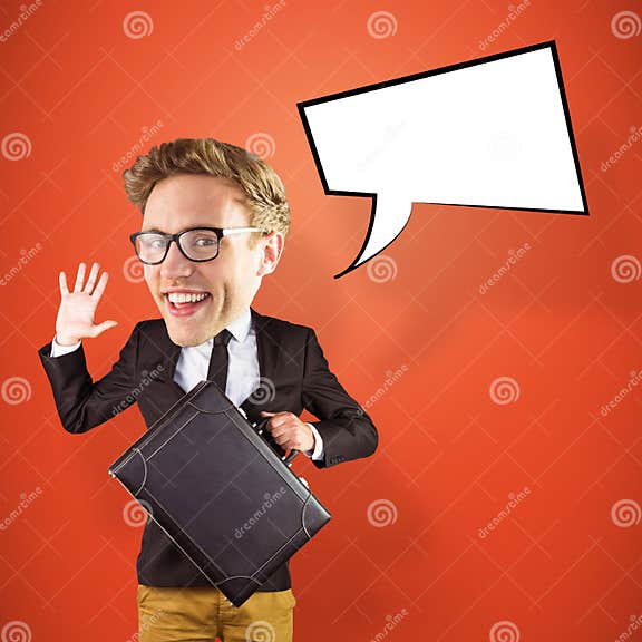 Composite Image of Nerd Smiling and Waving Stock Image - Image of view ...
