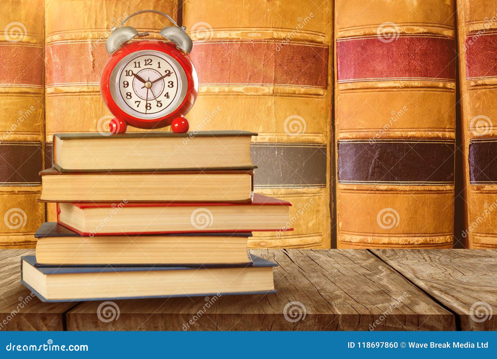 Composite Image of Old Alarm Clock and Stack of Books Stock Photo ... Composite Image of Old Alarm Clock and Stack of Books Stock Photo ...