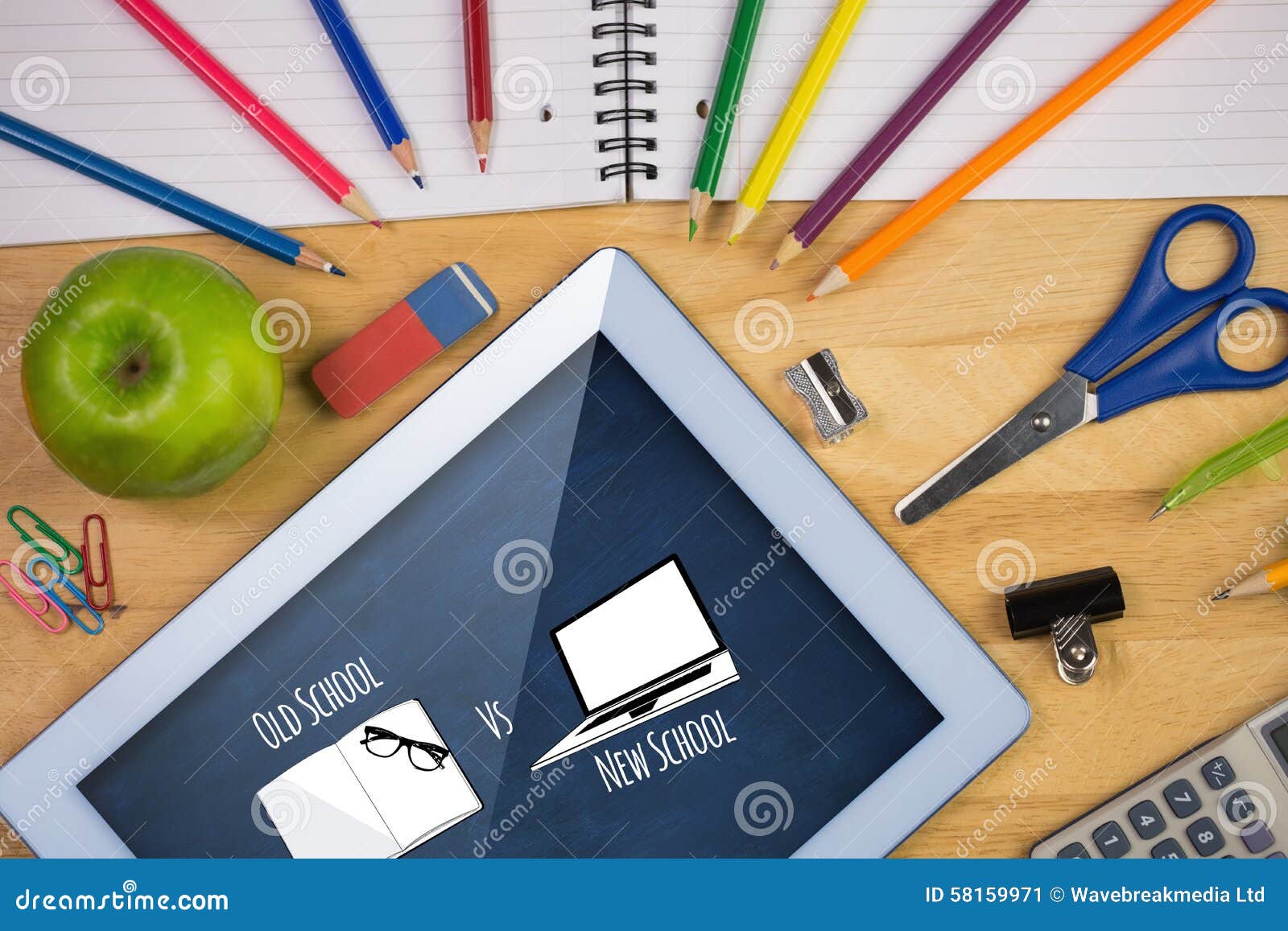 Composite Image of Old School Vs New School Stock Image - Image of ...