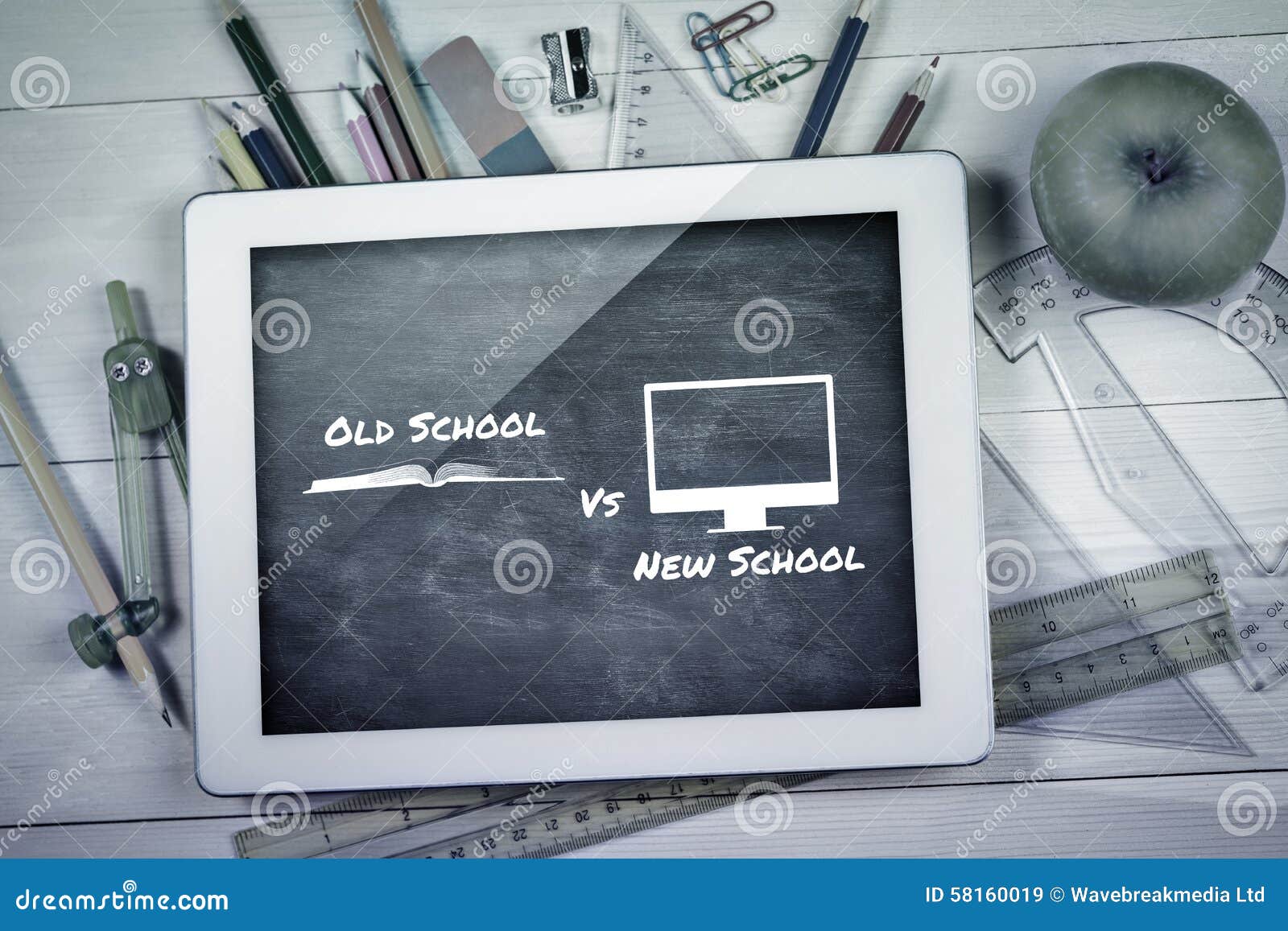 Composite Image of Old School Vs New School Stock Image - Image of ...