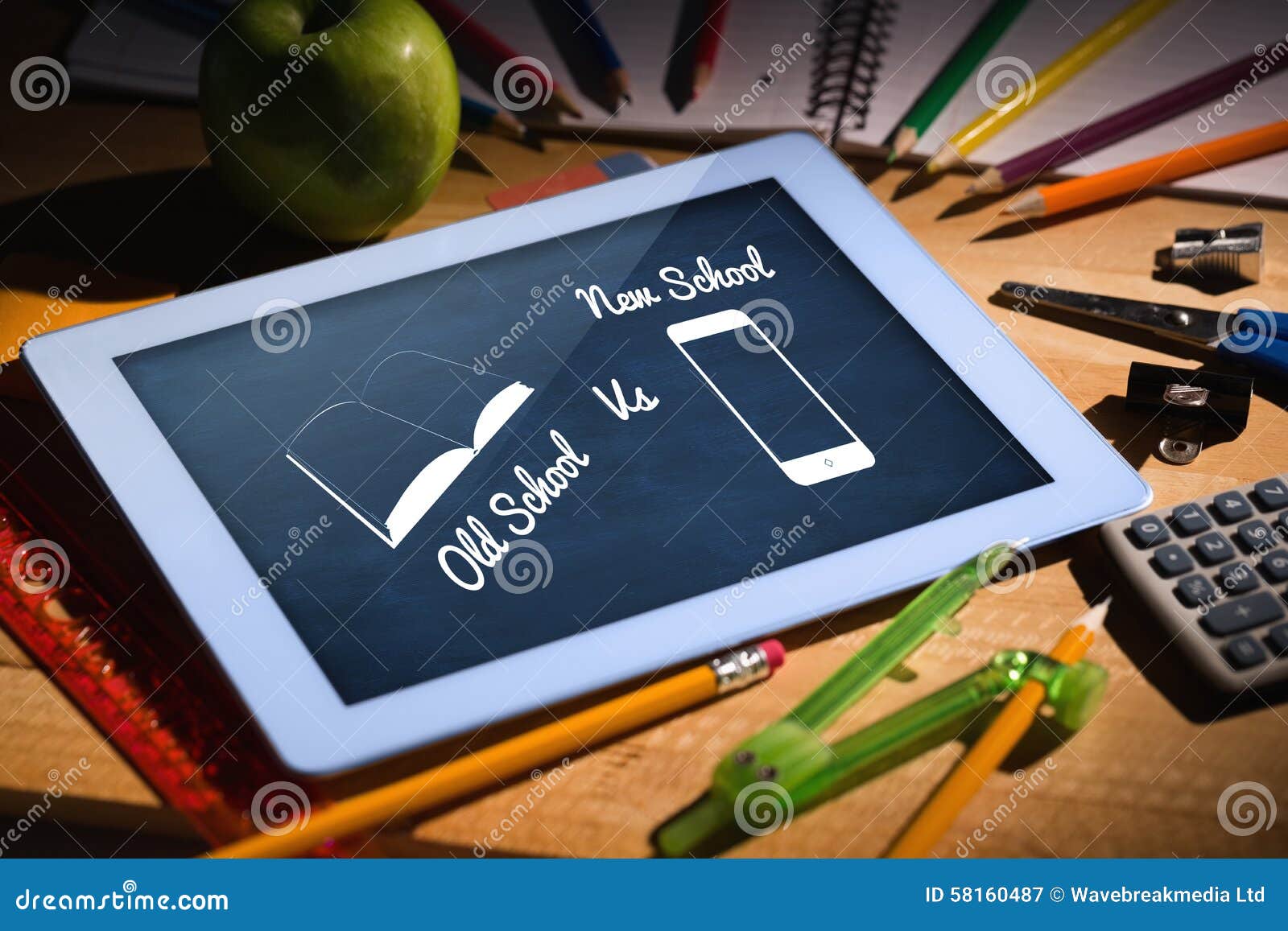 Composite Image of Old School Vs New School Stock Image - Image of ...