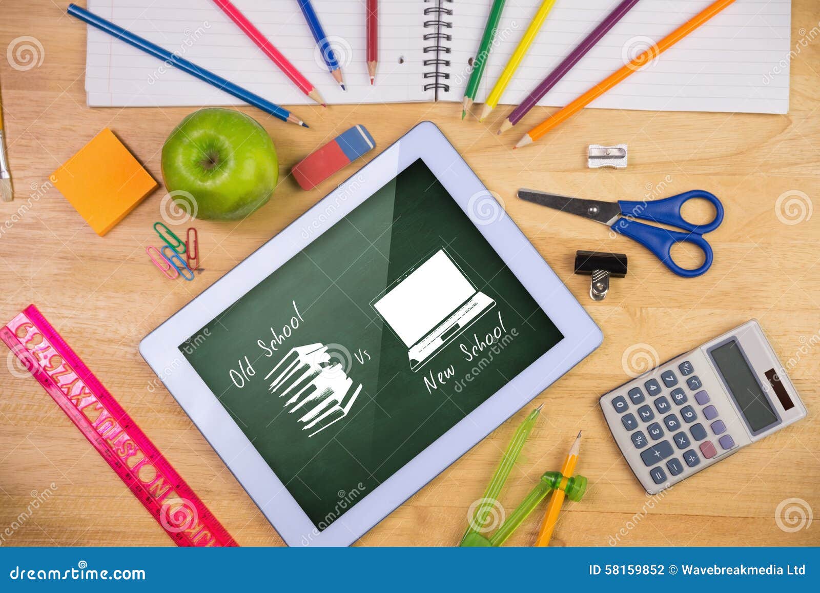 Composite Image of Old School Vs New School Stock Photo - Image of ...