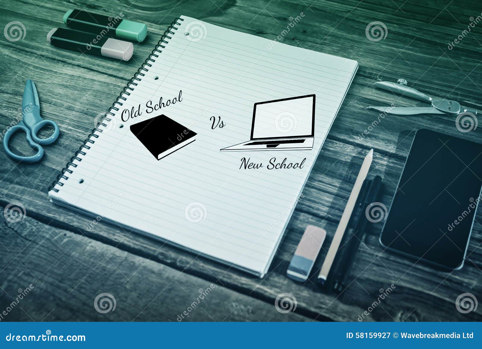 Composite Image of Old School Vs New School Stock Illustration ...