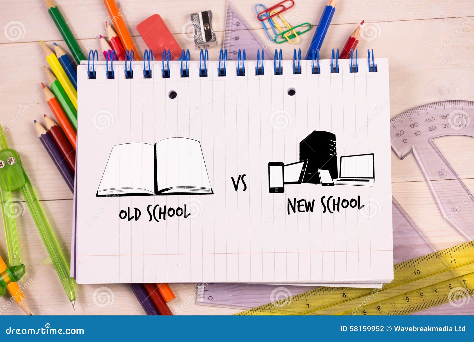 Composite Image of Old School Vs New School Stock Illustration ...