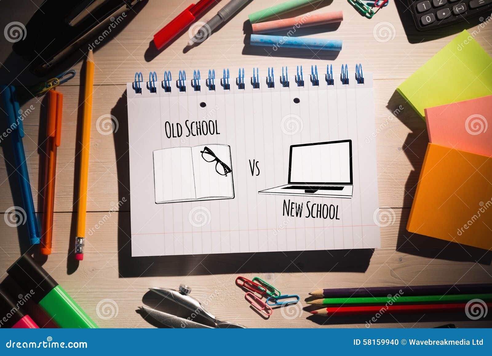 Composite Image of Old School Vs New School Stock Photo - Image of ...