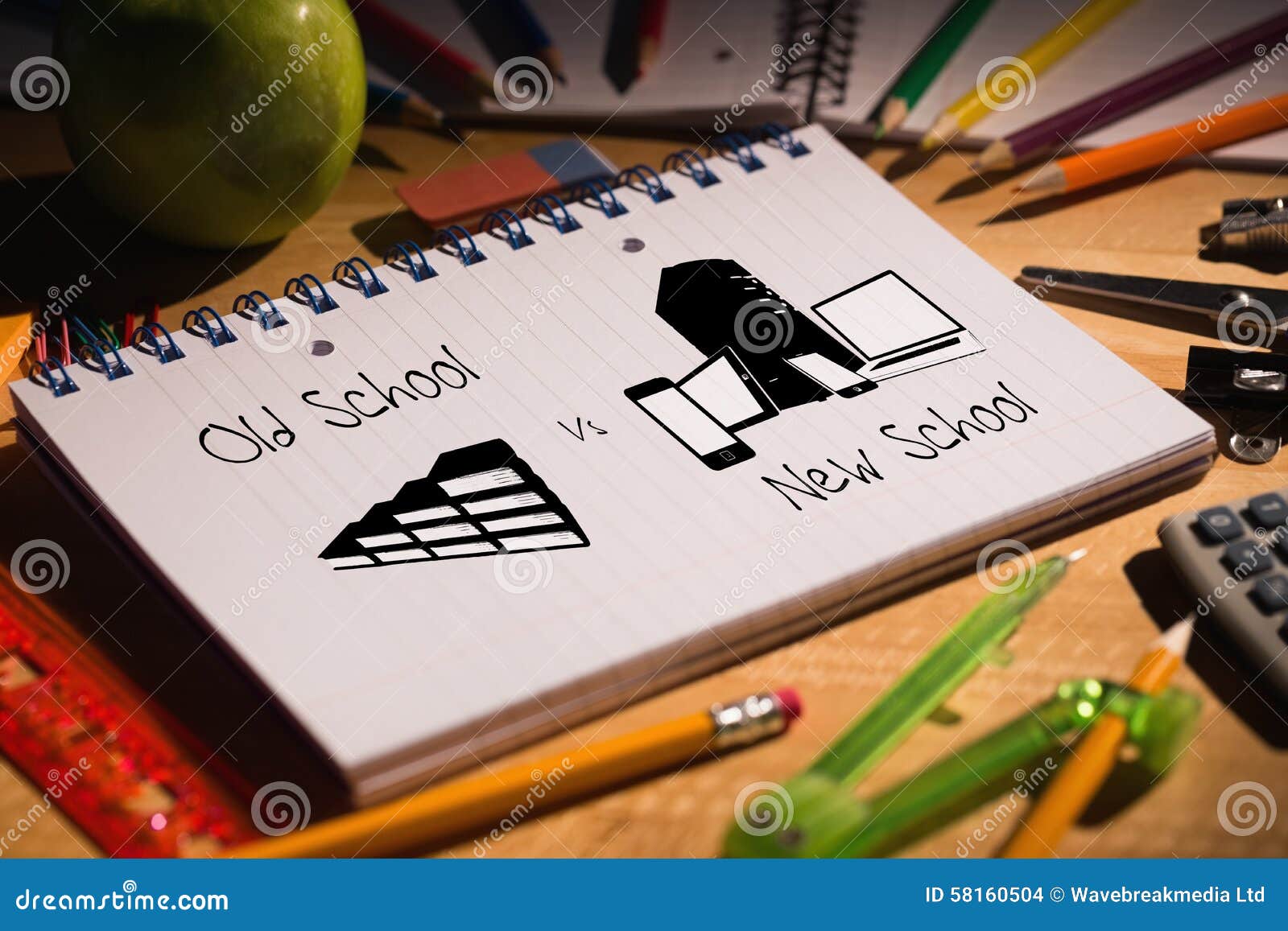 Composite Image of Old School Vs New School Stock Photo - Image of ...