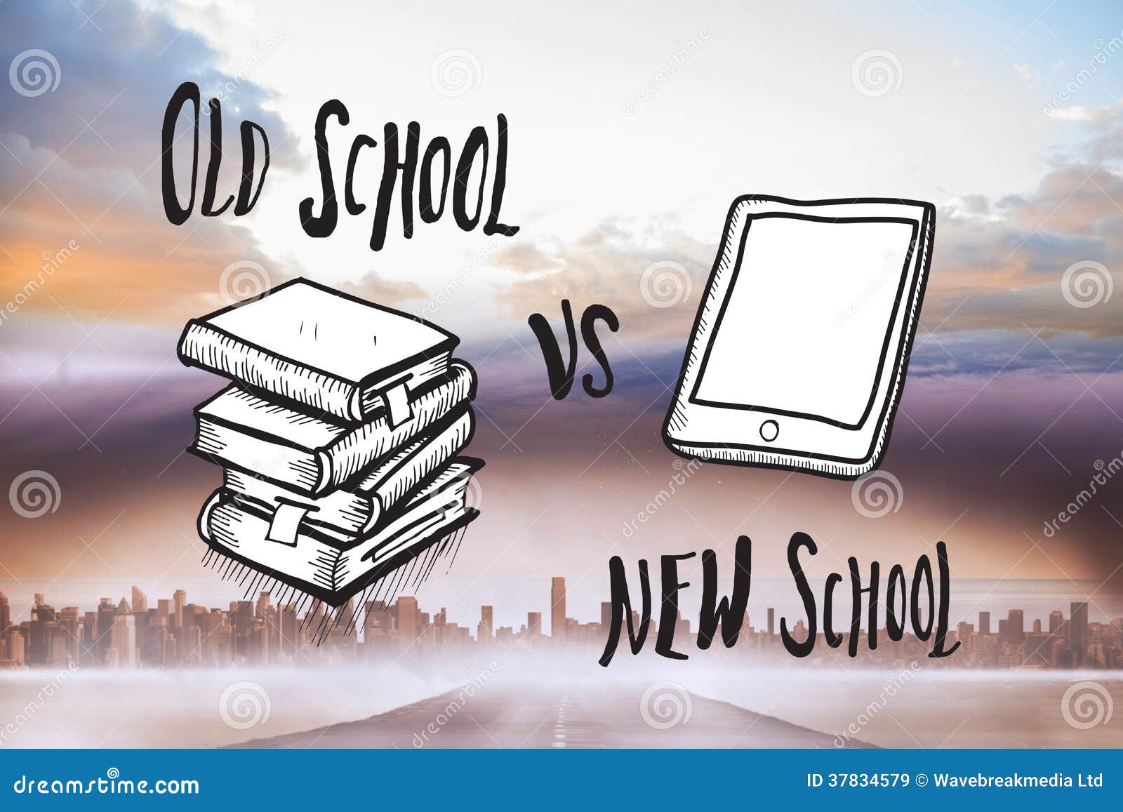 Composite Image of Old School Vs New School Doodle Stock Image - Image ...