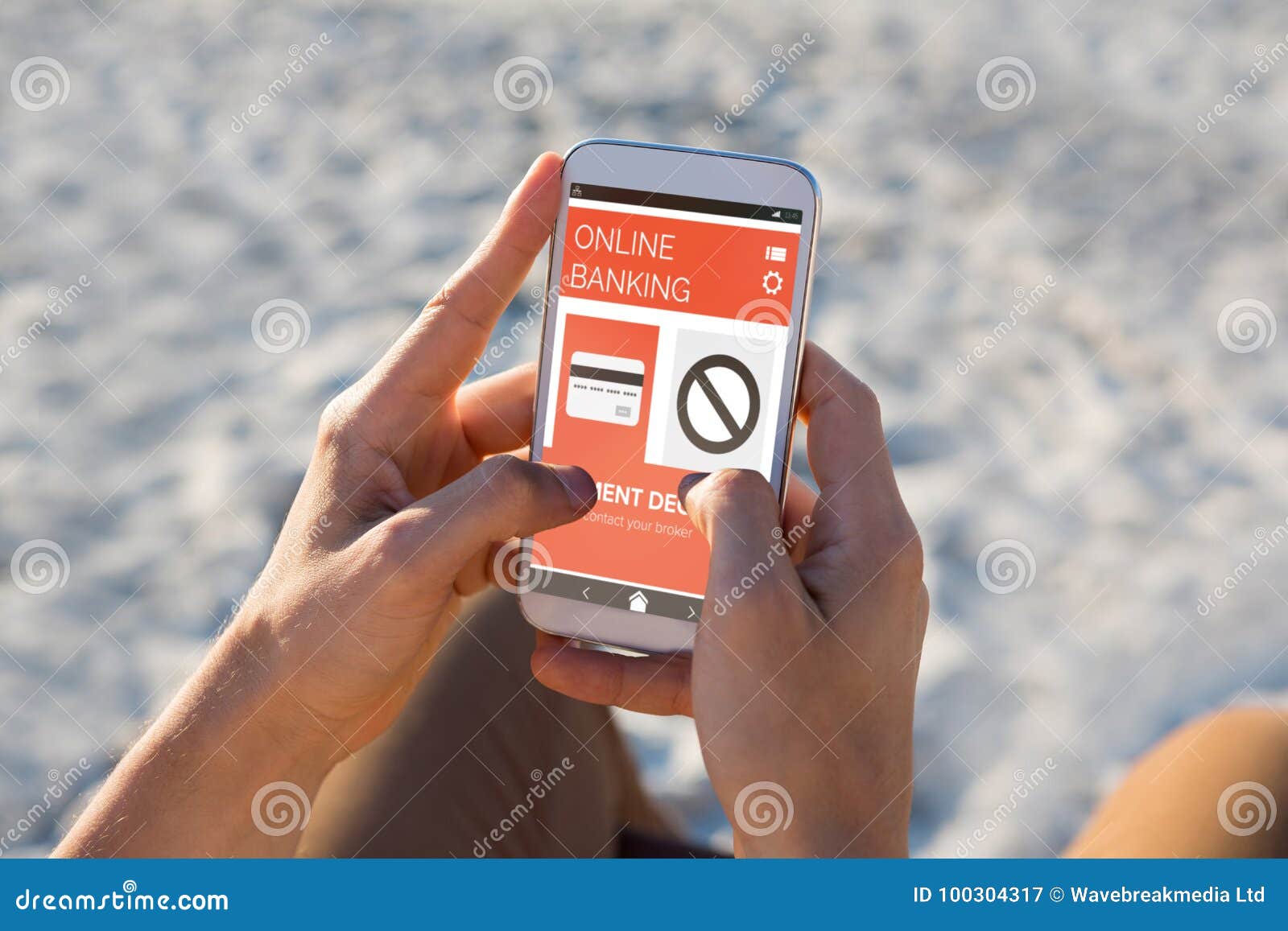 Composite Image of Online Banking Text on Mobile Display Stock Image ...