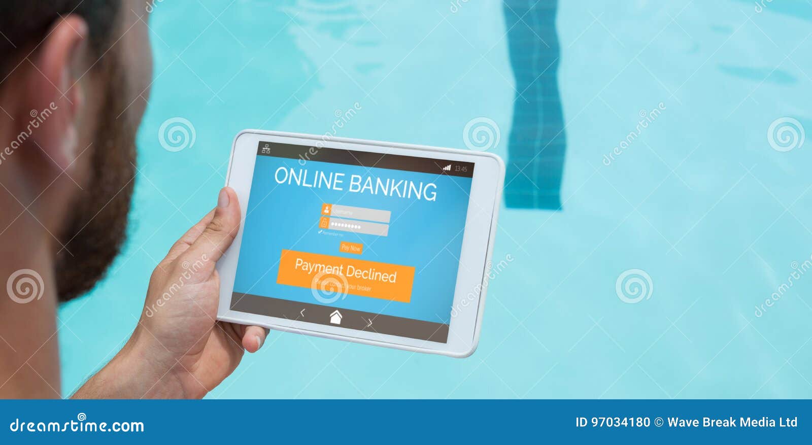 Composite Image of Online Banking Text on Phone Display Stock Photo ...