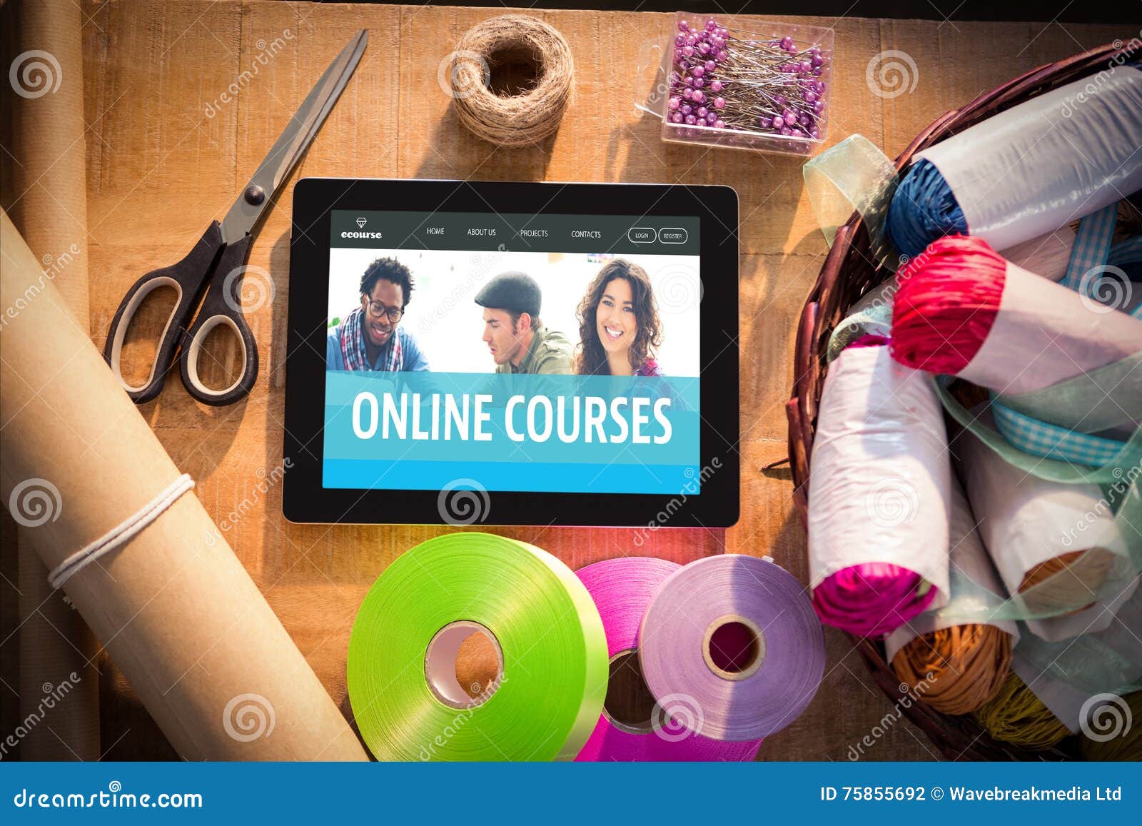 Composite Image of Online Courses Interface Stock Photo - Image of male ...